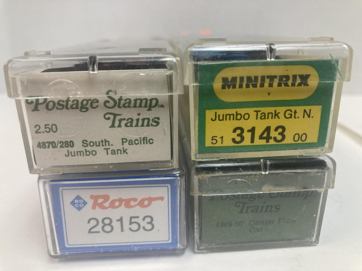 Jumbo Tanks & Depressed Center Car N Pack (Postage Stamp Trains Southe ...