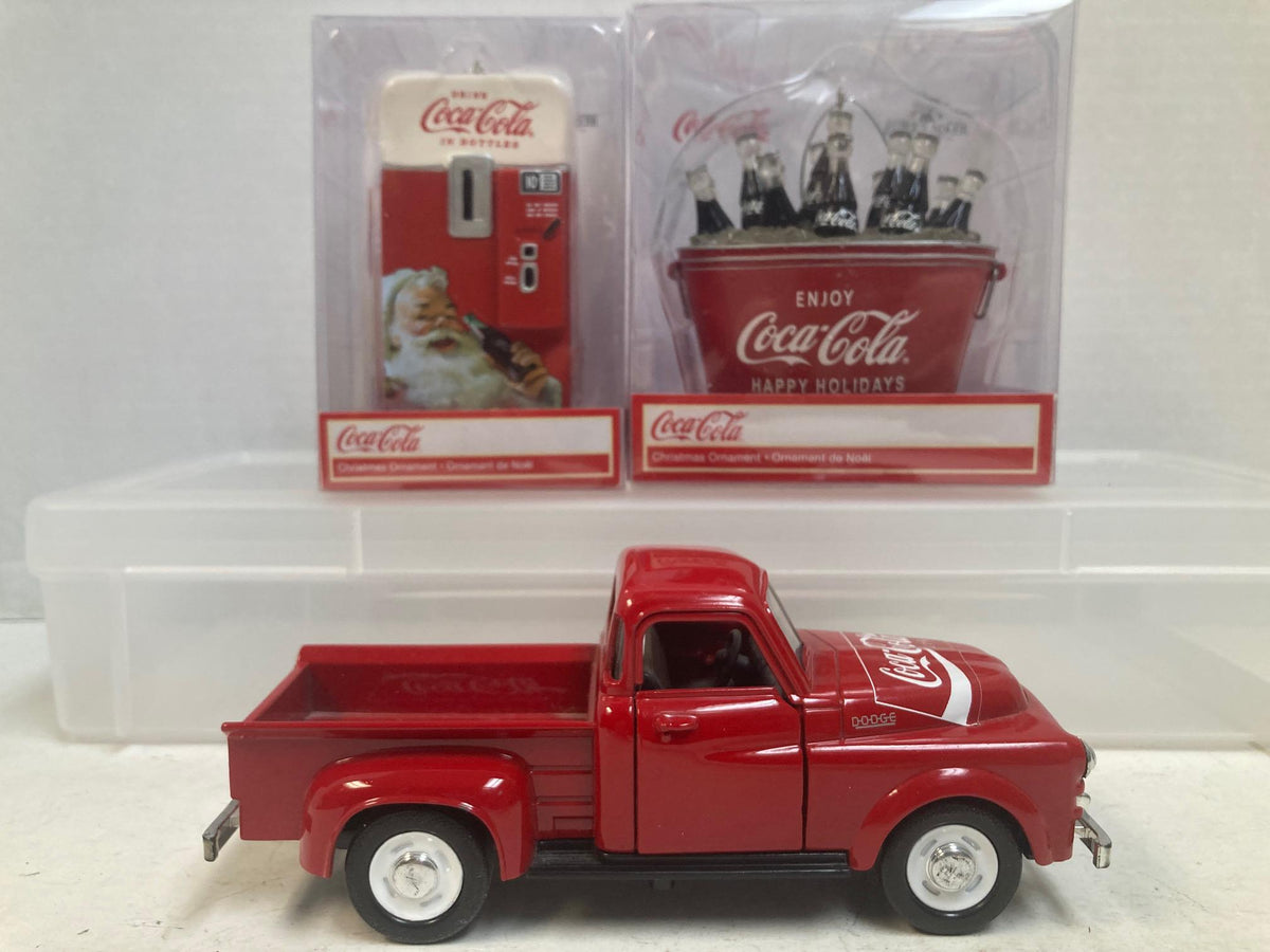 Kurt Adler Coca-Cola Lot Includes: Vending Machine Ornament, Bucket Or ...